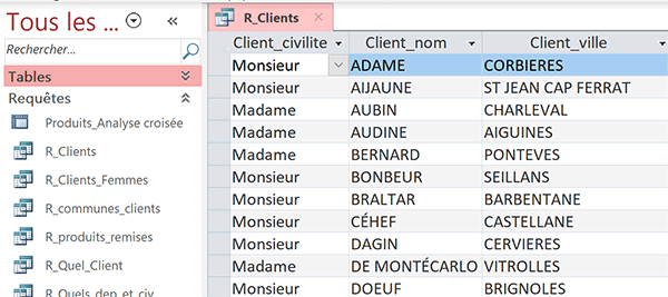 Requêtes et langage SQL, Exercice Access Requêtes et langage SQL, Exercice Access