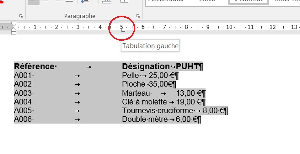 Taquets De Tabulation Word Pour Des Alignements En Colonnes